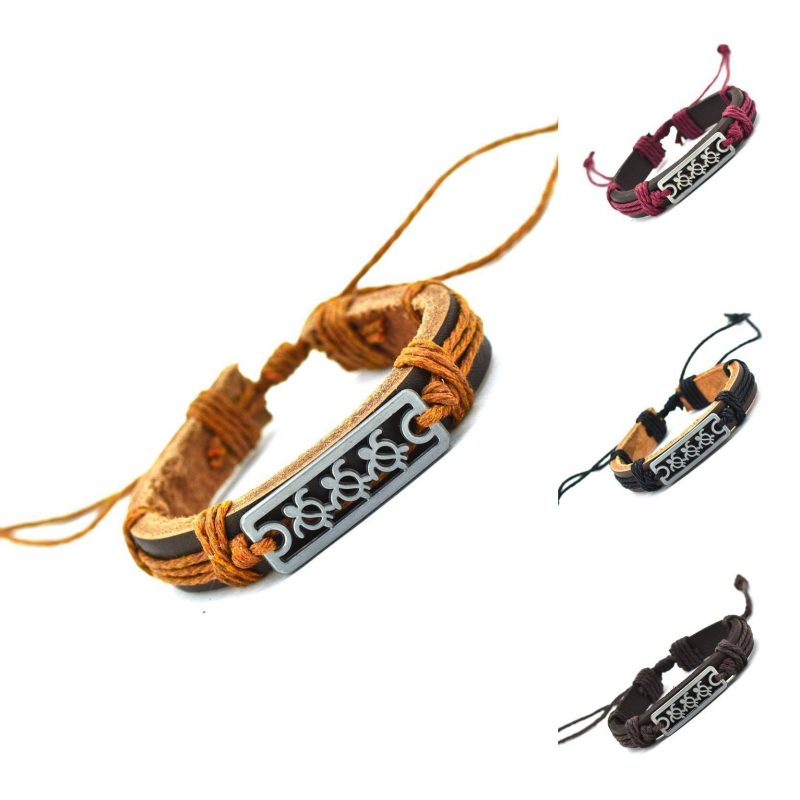 Sea Turtle Charm Genuine Leather Bracelet Cuff – Skiverr